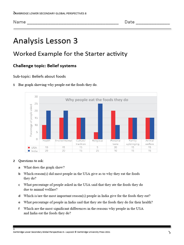 Analysis Lesson 3 Worked Example For The Starter Activity | PDF