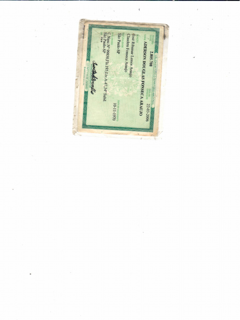 Identidade Verso | PDF