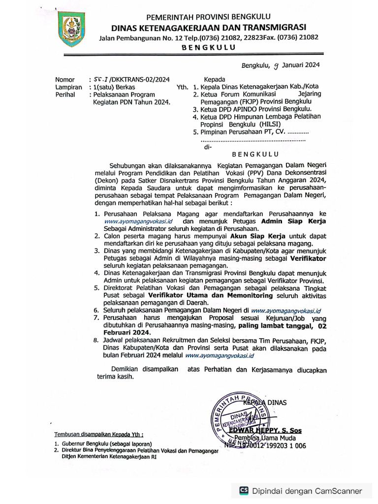 Surat Pelaksanaan PDN 2024 | PDF