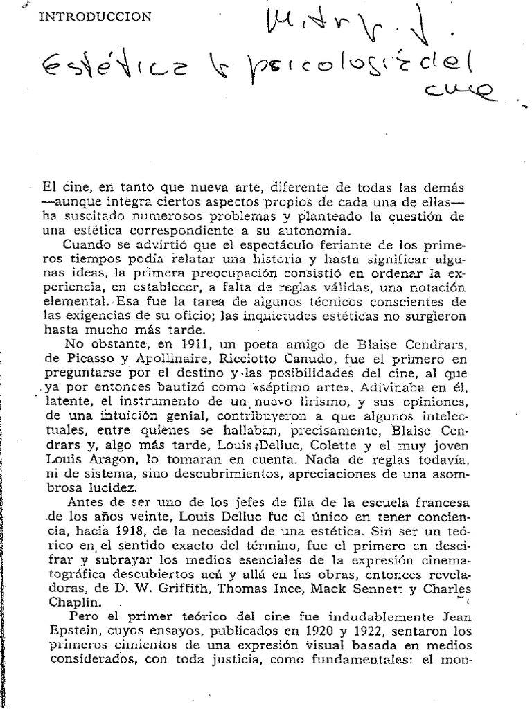 Mitry, Jean, - Introducción - , en Estética y Psicología Del Cine ...