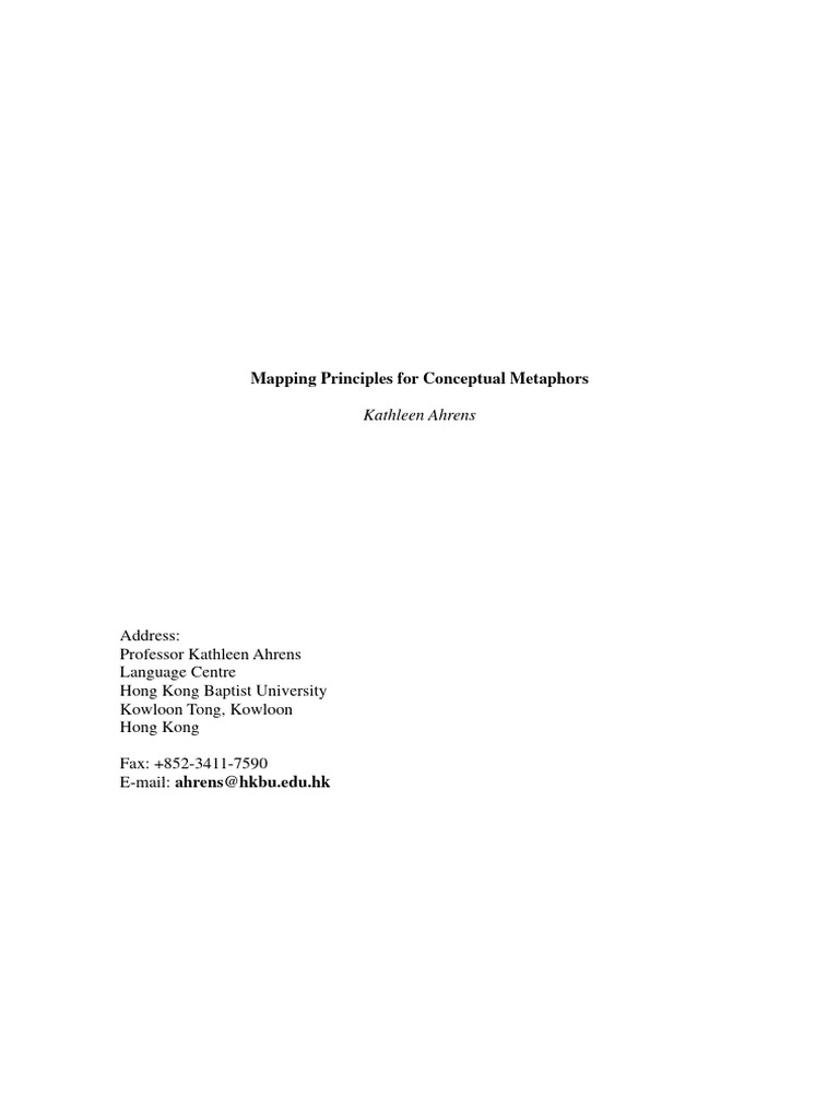 Mapping Principles For Conceptual Metaph | PDF | Metaphor | Theory
