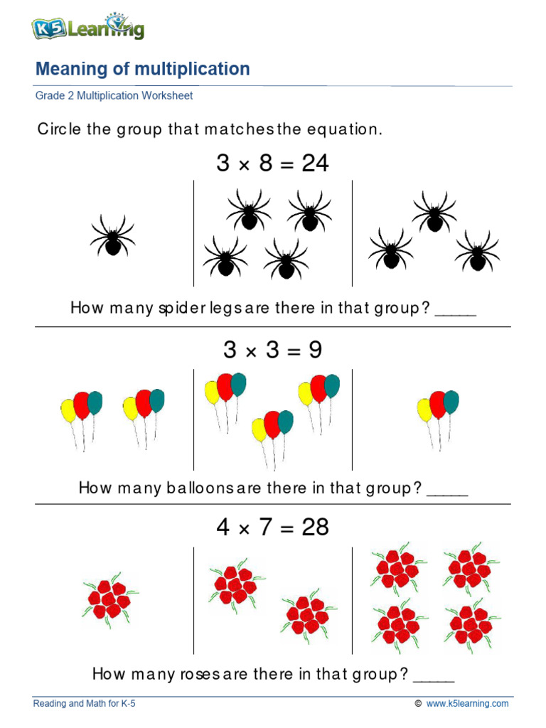 Meaning of Multiplication: Circle The Group That Matches The Equation | PDF