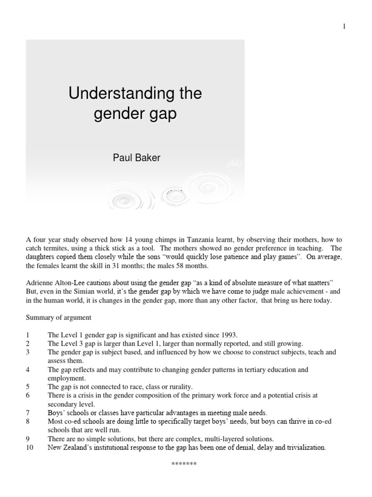 Paul Baker Sabbatical Report | PDF | Gender Pay Gap | Gender
