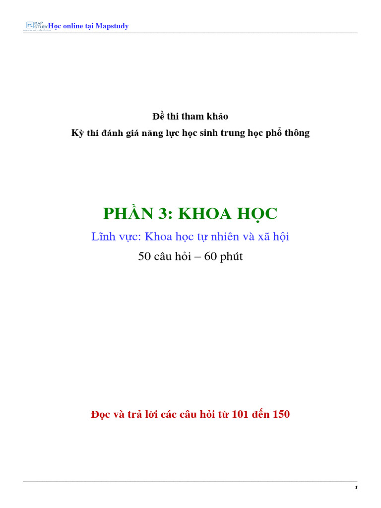 Thi Thu Hsa Mapstudy Lan 3 Phan 3 Khoa Hoc 1710528738690 | PDF