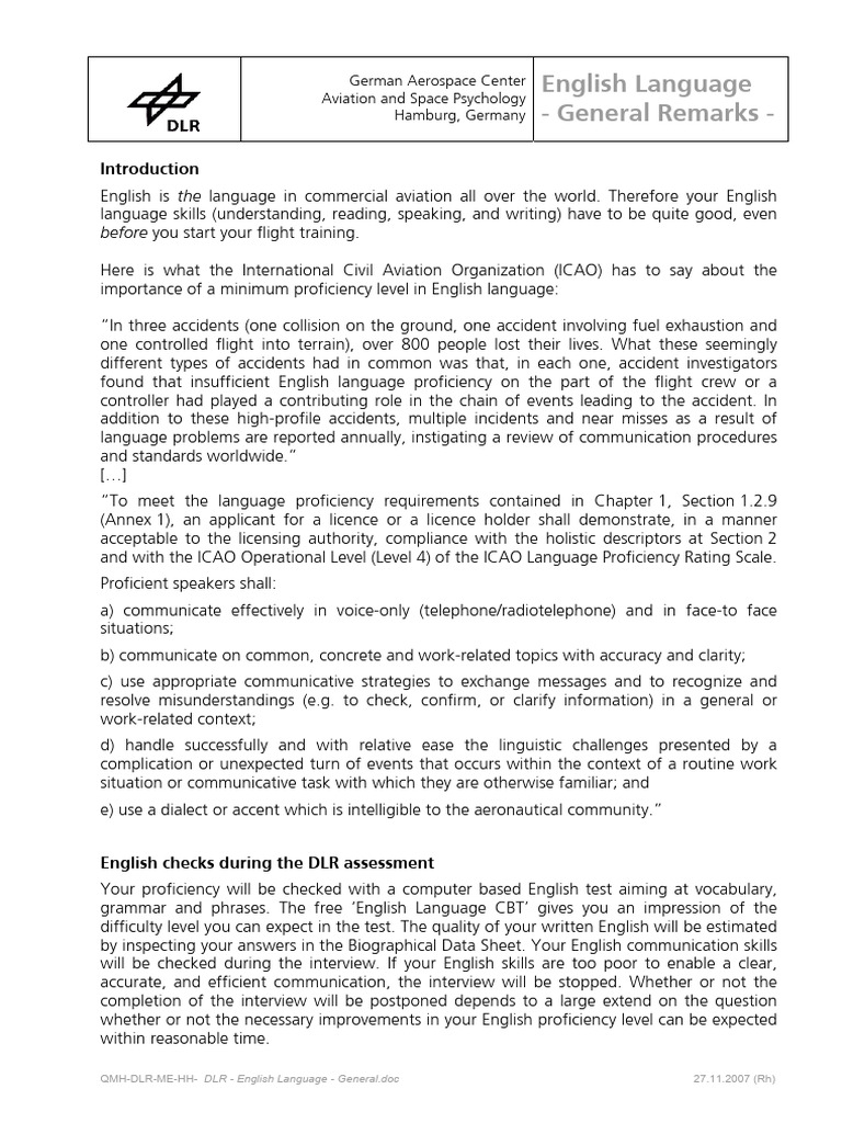 DLR - English Language - General | PDF | English Language | English As ...