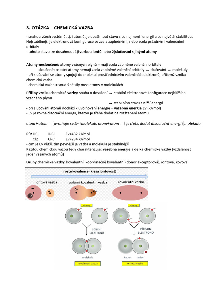 Otázka - CHEMICKÁ VAZBA | PDF