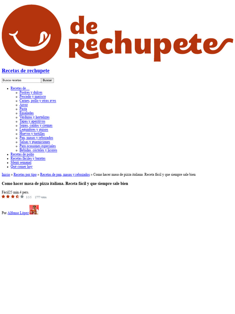 Masa De Pizza Casera Receta Fácil Que Siempre Sale Bien Pdf Panes