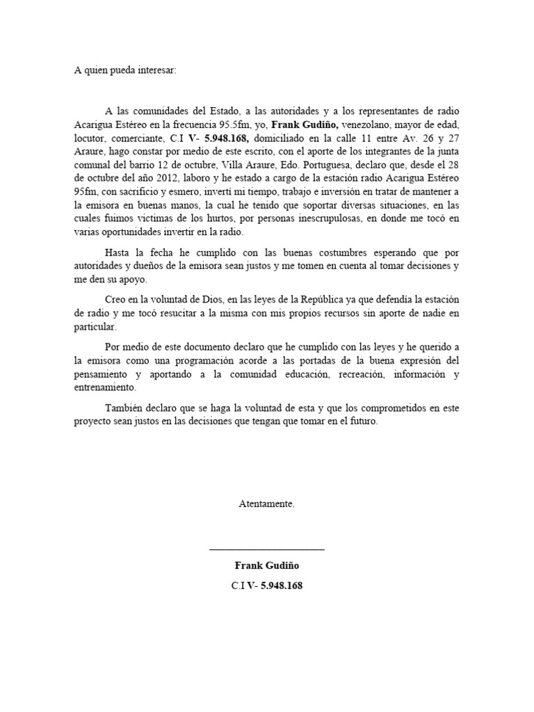 A Quien Pueda Interesar | PDF