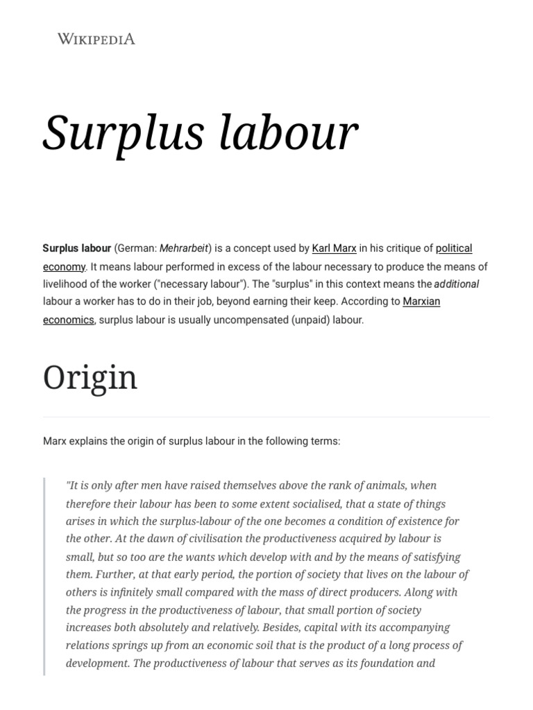 Surplus Labour | PDF | Criticism Of Capitalism | Economics