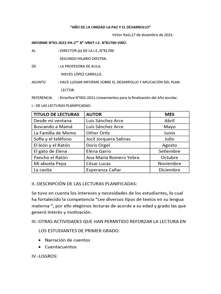 Plan Lector Primer Grado Pdf