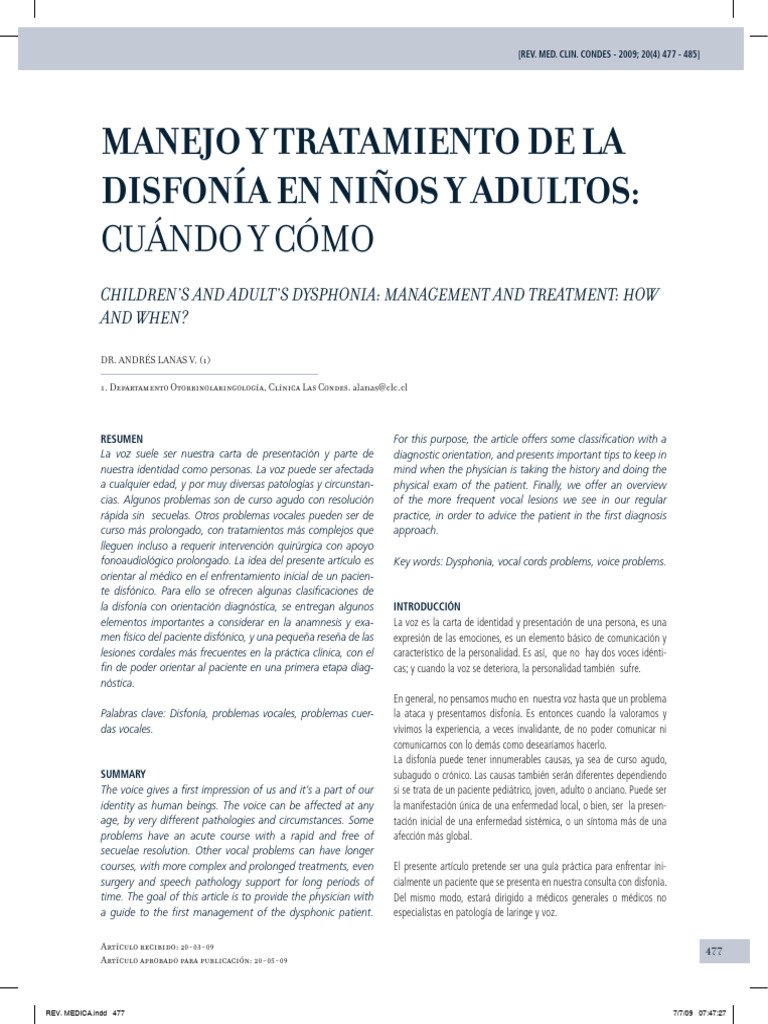 Guía para Manejo de Disfonía Médica | PDF | La enfermedad por reflujo ...