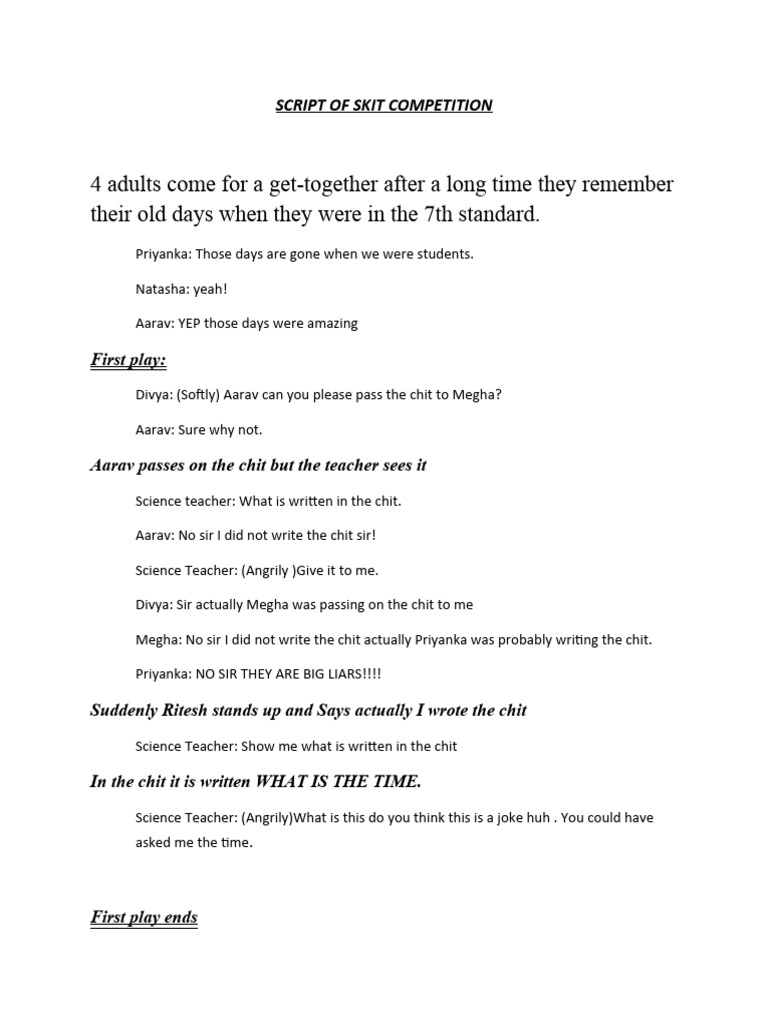 Script of Skit Competition | PDF
