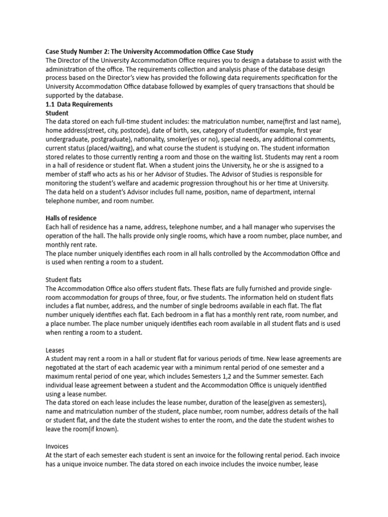 University Accommodation Database Design | PDF | Databases | Database ...