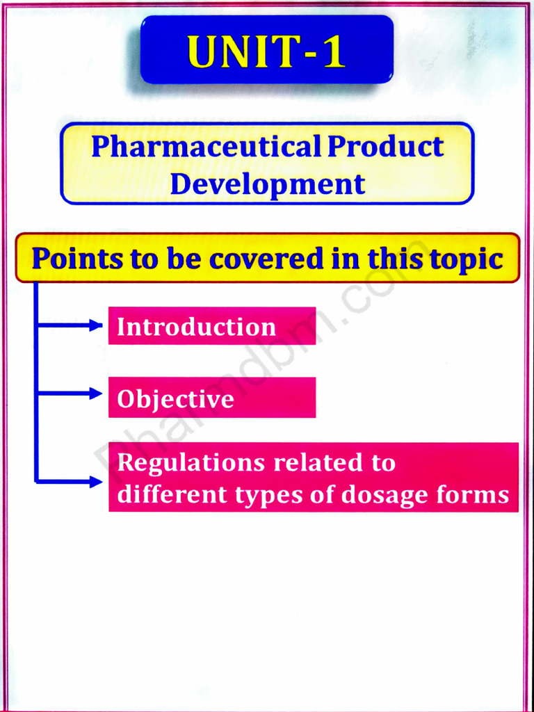 Pharmaceutical Product Development Unit 1 | PDF | New Product ...