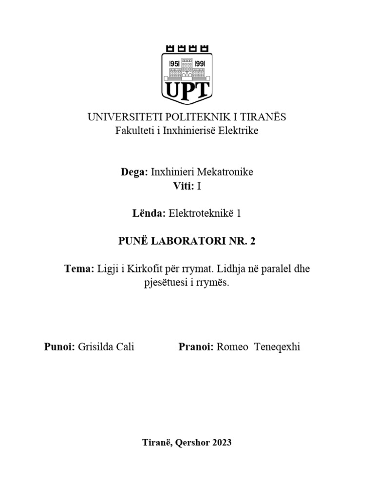 Detyra e Kursit Në Elektro 2 | PDF
