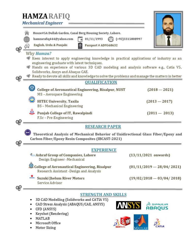 Hamza+Resume+20.04.22+I+pointivo+-5 - Hamza Rafiq | PDF | Mechanical Engineering | Engineering