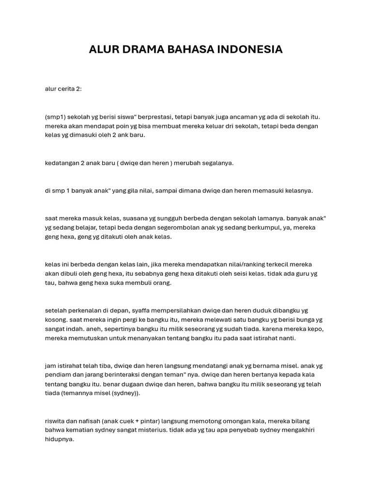 Alur Drama Bahasa Indonesia | PDF
