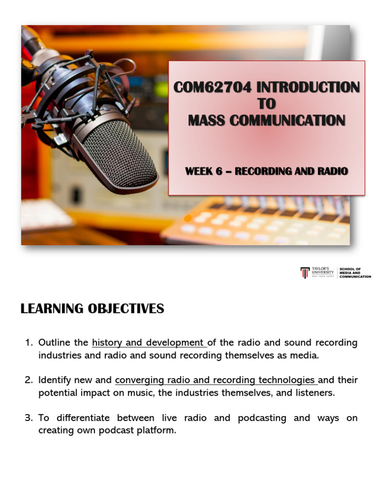 W6 Recording and Radio | PDF | Podcast | Sound Recording And Reproduction