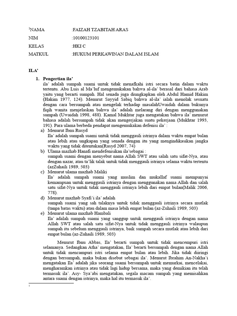 Tugas Hukum Perkawinan Islam Faizah | PDF