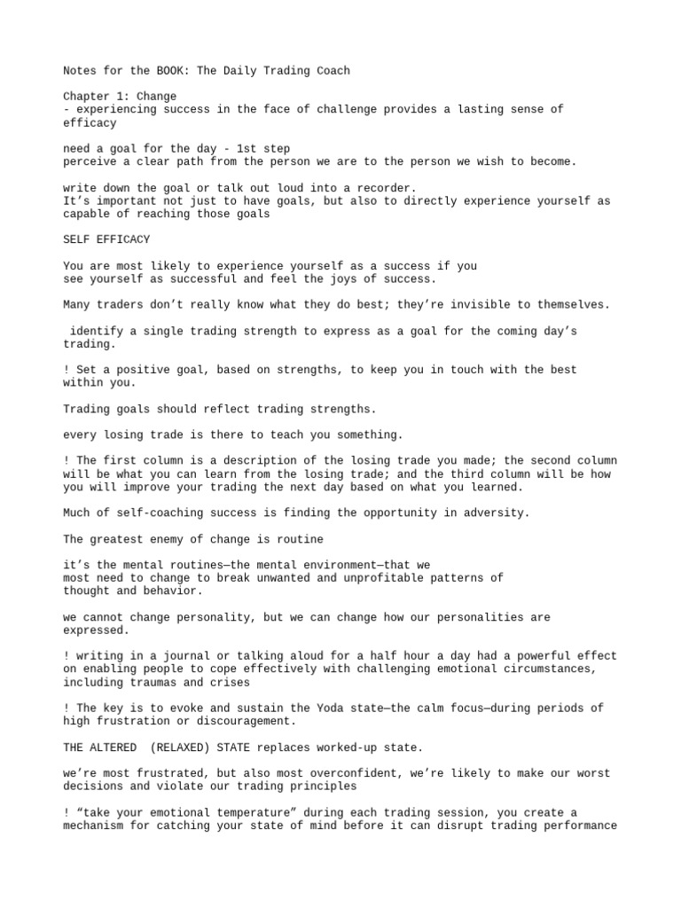 Book Notes - The Daily Trading Coach | Download Free PDF | Goal ...