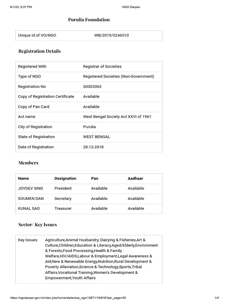 NGO Darpan Purulia Foundation | PDF | Non Governmental Organization