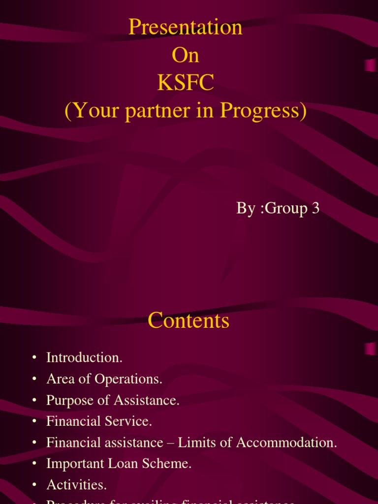 Presentation On KSFC | PDF | Partnership | Economies