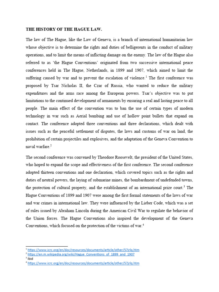 The History of The Hague Law | PDF | International Humanitarian Law ...