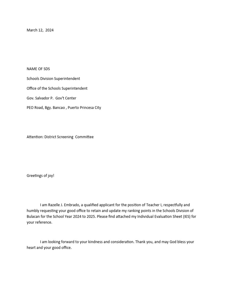 Letter of Intent For Retention of Points | PDF