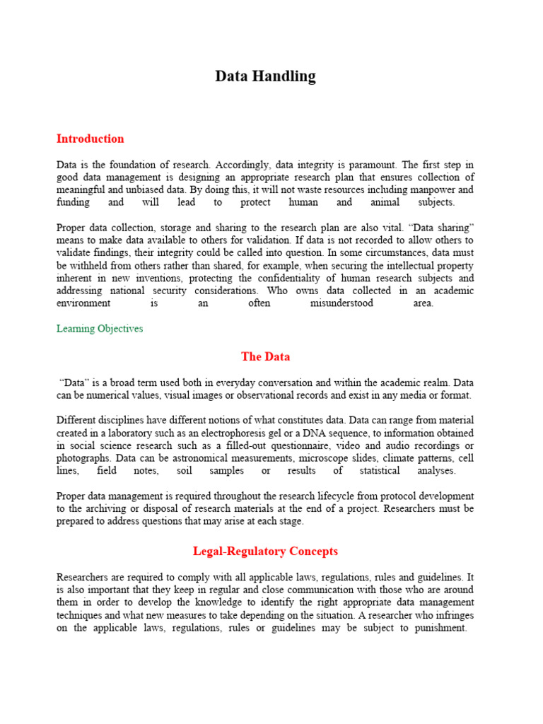 Data Handling | PDF | Institutional Review Board | Statistics