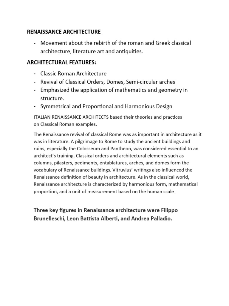 Renaissance Architecture Overview | PDF | Renaissance | European ...