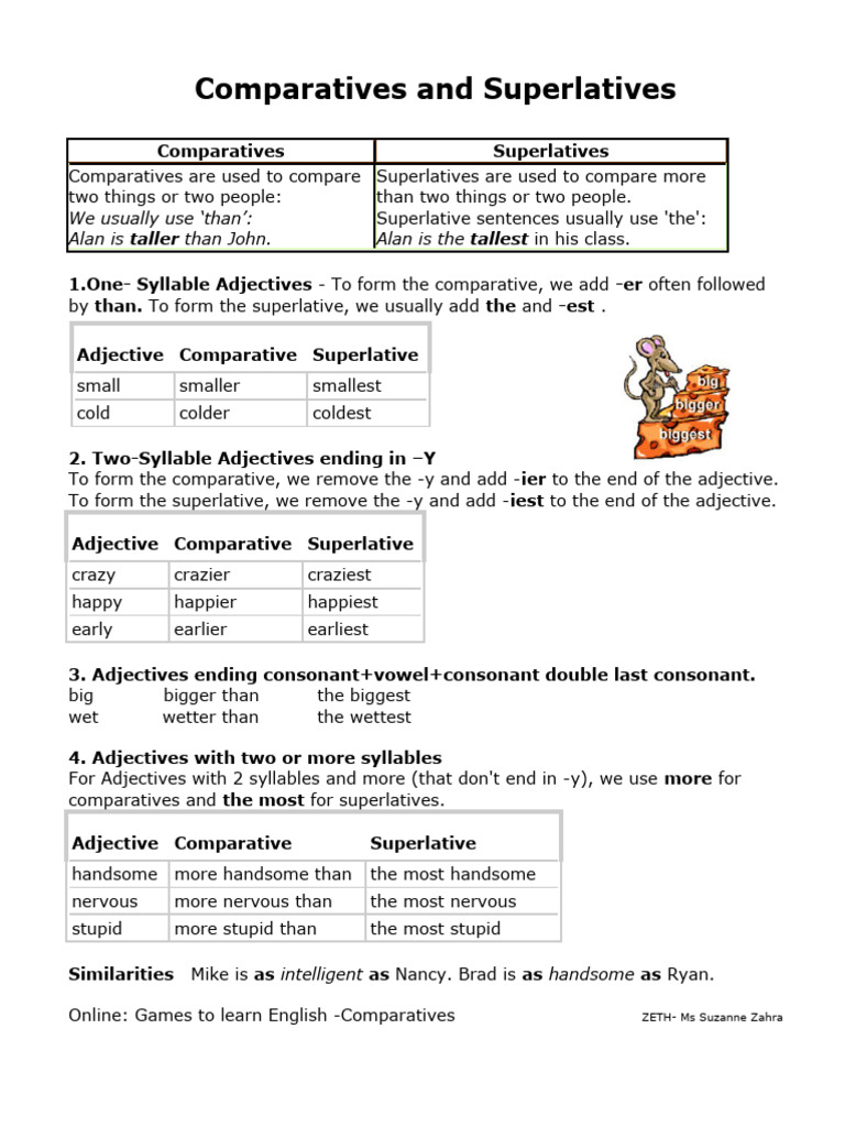 New Notes Comparatives and Superlatives Beginners | PDF