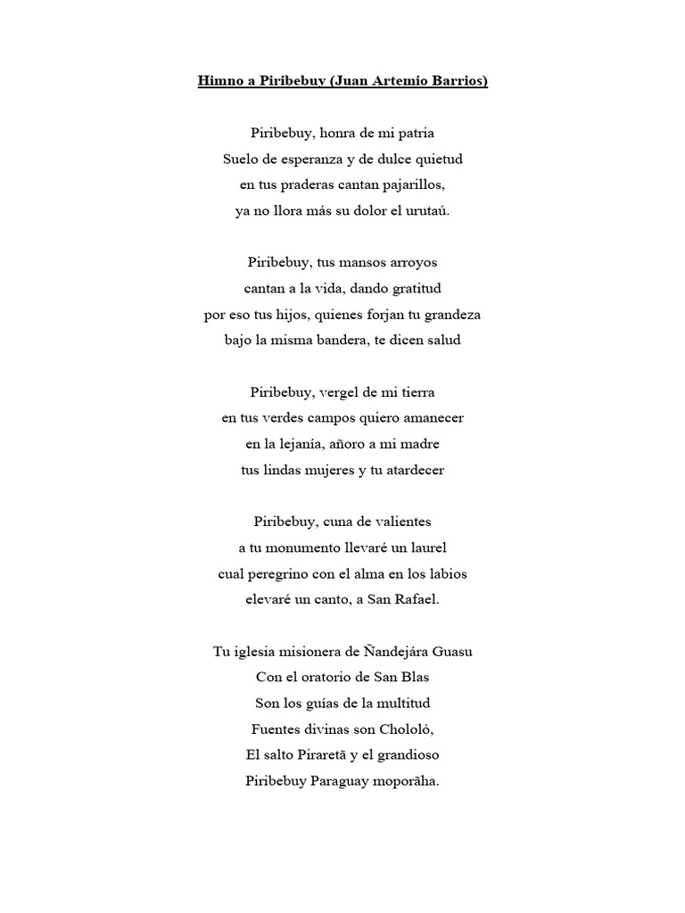 Himno a Piribebuy: Honor y Tradición | PDF