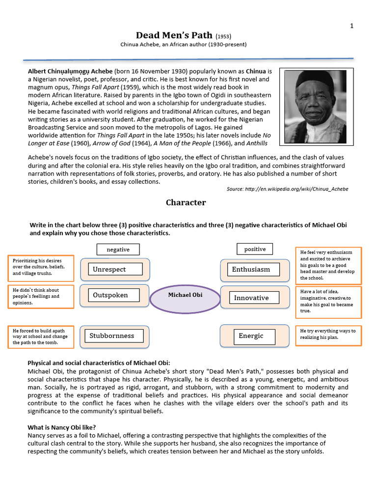 Michael Obi's Conflict in "Dead Men's Path" | PDF
