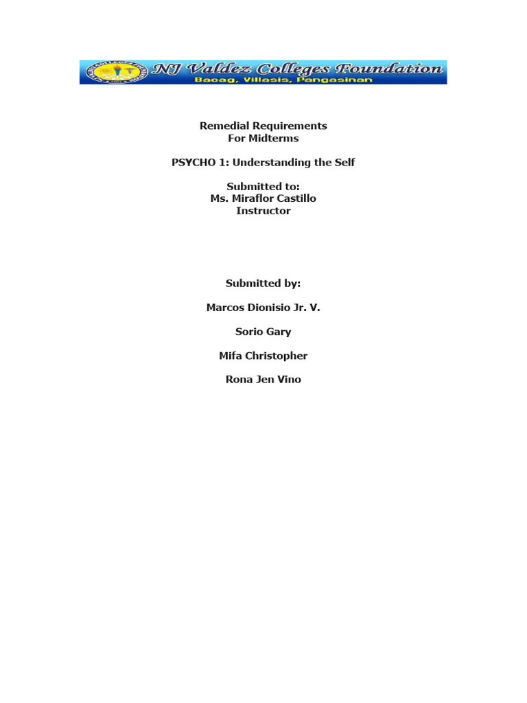 PSYCHO 1: Understanding The Self | PDF | Self | Emotions