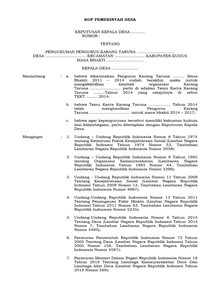 Draf SK Karang Taruna Desa | PDF