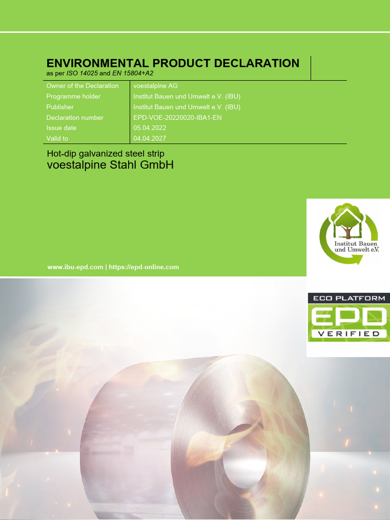 EPD for Hot-Dip Galvanized Steel Strip | PDF | Life Cycle Assessment ...