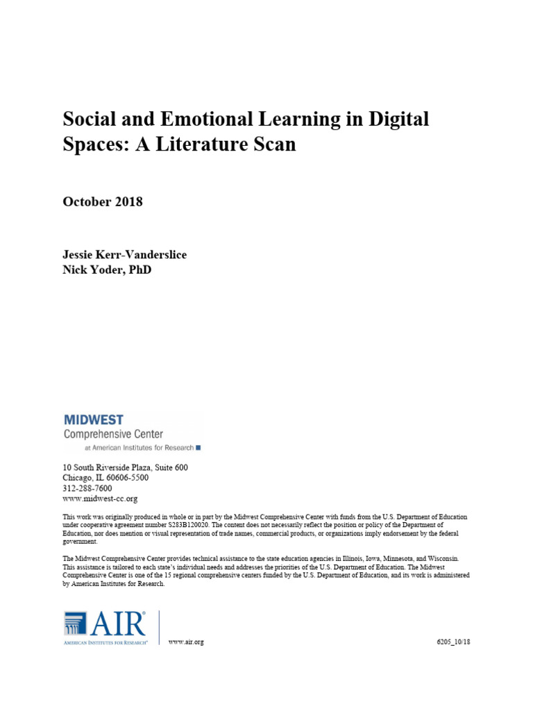 WI SELandDigitalLearning Litreview Final | PDF | Cyberbullying | Learning