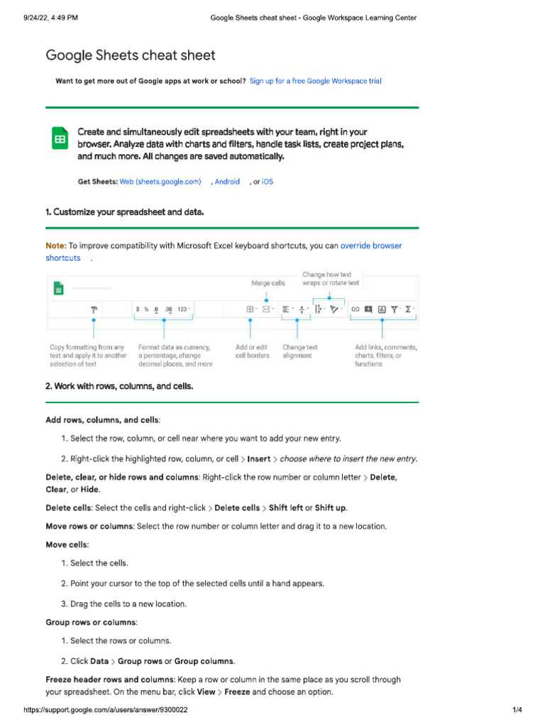 Google Sheets Cheat Sheet | PDF Google Sheets Cheat Sheet | PDF