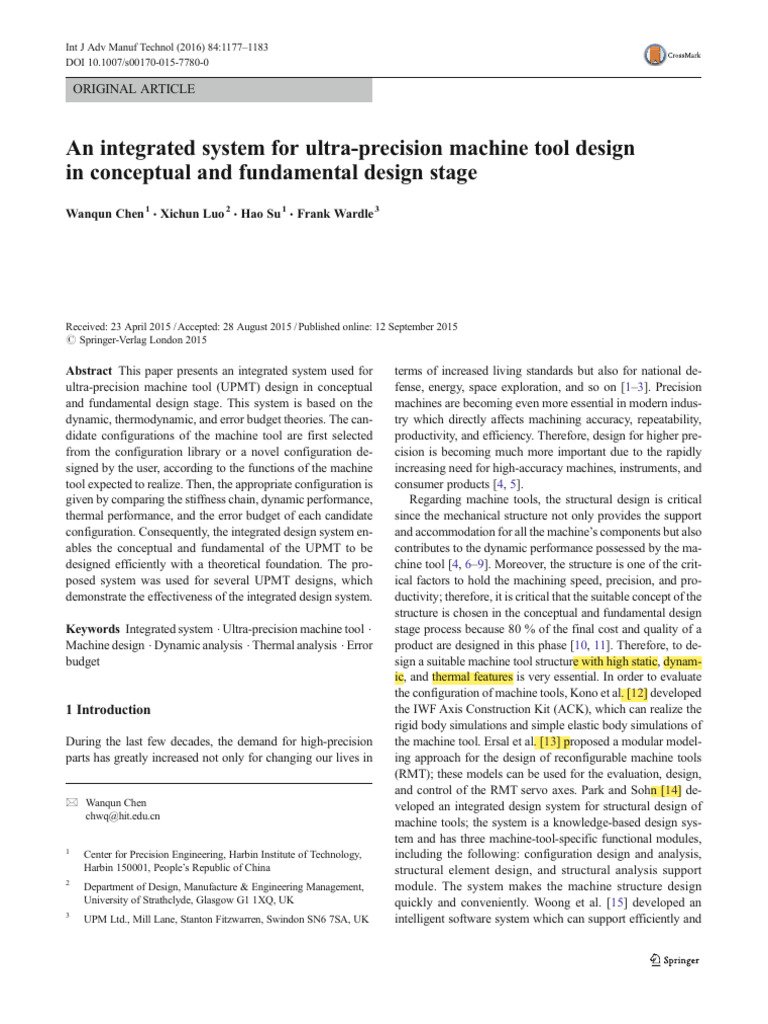 An Integrated System For Ultra-Precision Machine Tool Design in Conceptual and Fundamental ...