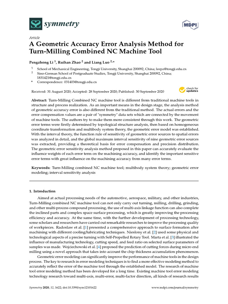 A Geometric Accuracy Error Analysis Method For Turn-Milling Combined NC Machine Tool | PDF ...