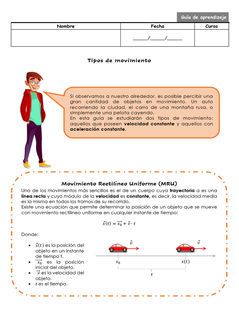 Guia MRU 2 | PDF | Velocidad | Tiempo espacial