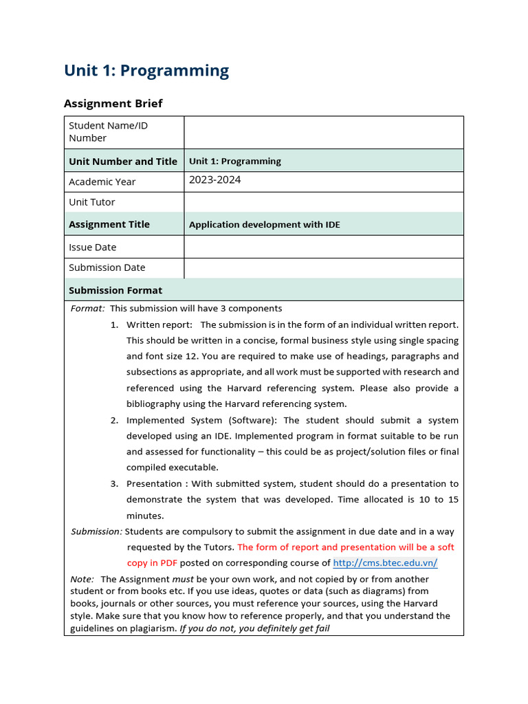 00 - NEW Blank - Assignment Brief 2 | Download Free PDF | Computer Programming | Critical Thinking