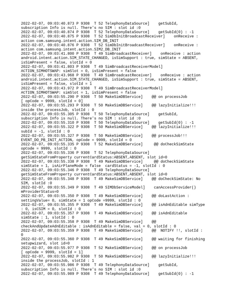 SIM Status and Initialization Logs | PDF