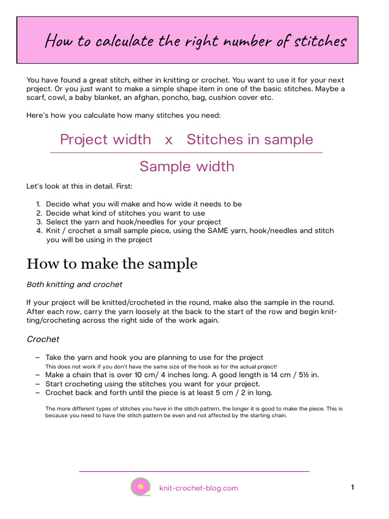 How To Calculate Stitches | Download Free PDF | Crochet | Knitting