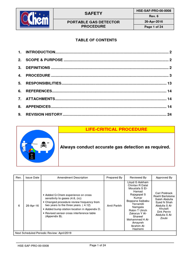 Gas Detector Procedure Guide | PDF | Gases