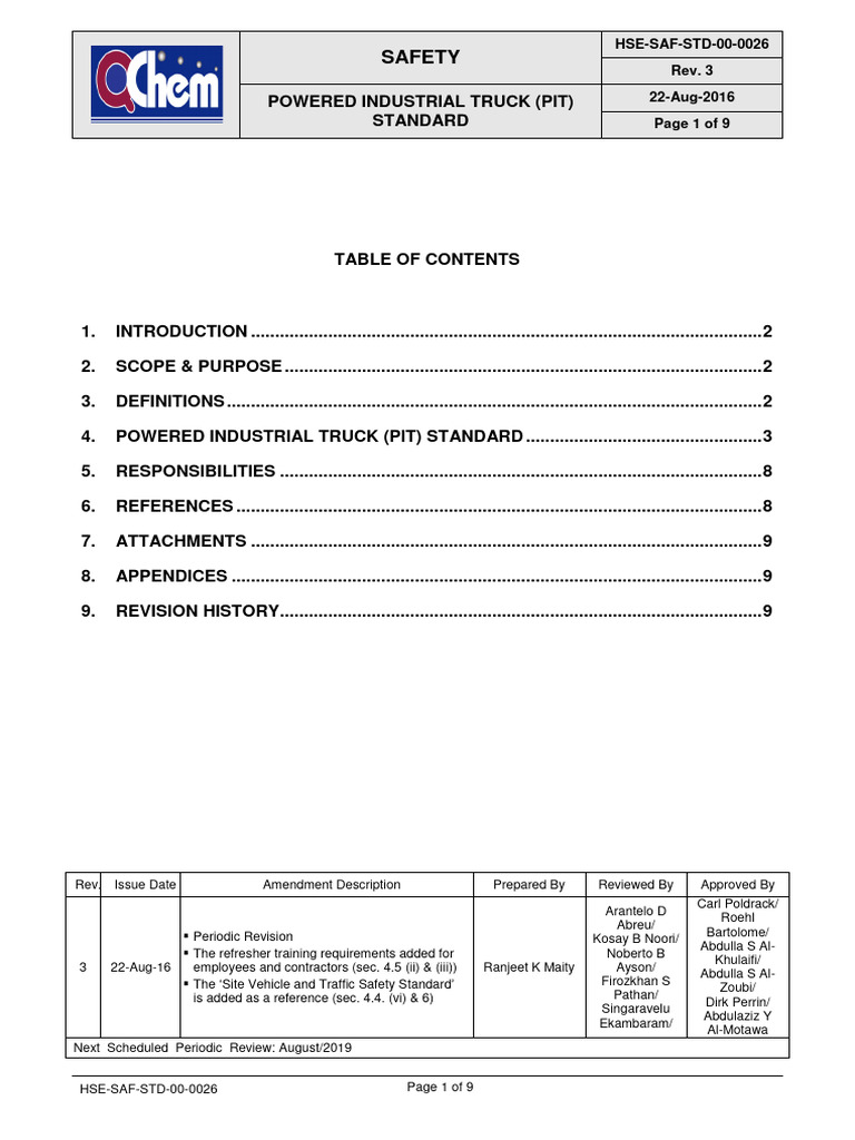 Powered Industrial Truck (Pit) Standard | PDF | Forklift | Truck