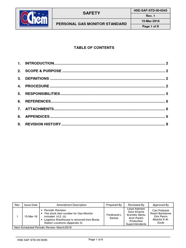 Personal Gas Monitor Standard | PDF | Occupational Hygiene | Sensor