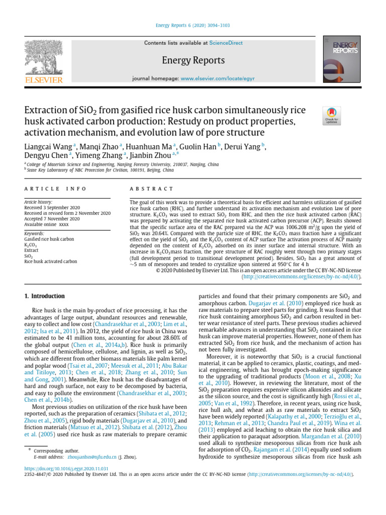 Extraction of SiO2 From Gasified Rice Husk Carbon Simultaneously Rice ...