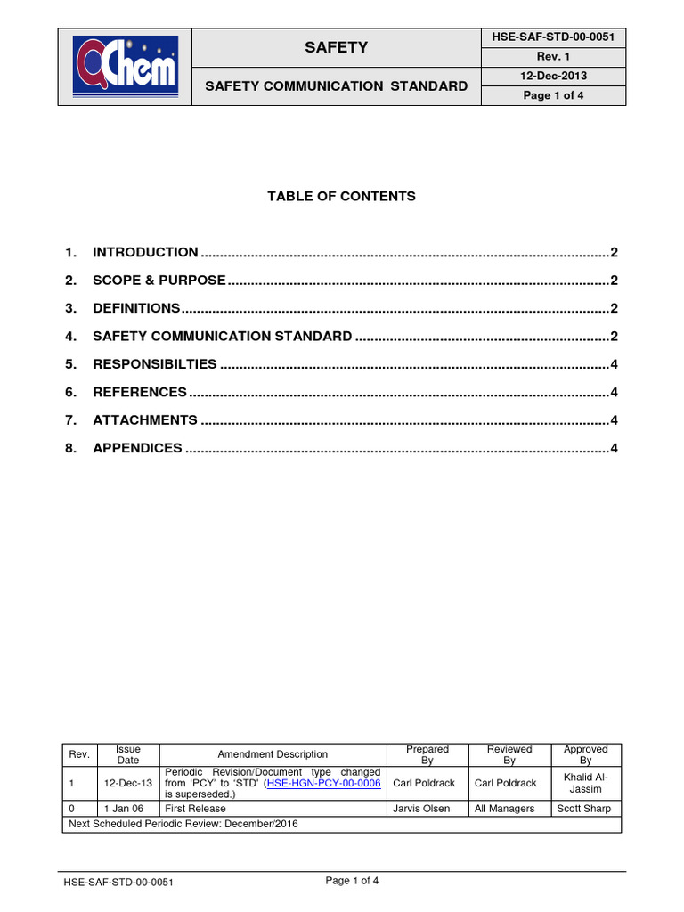 Safety Communication Standard Overview | PDF