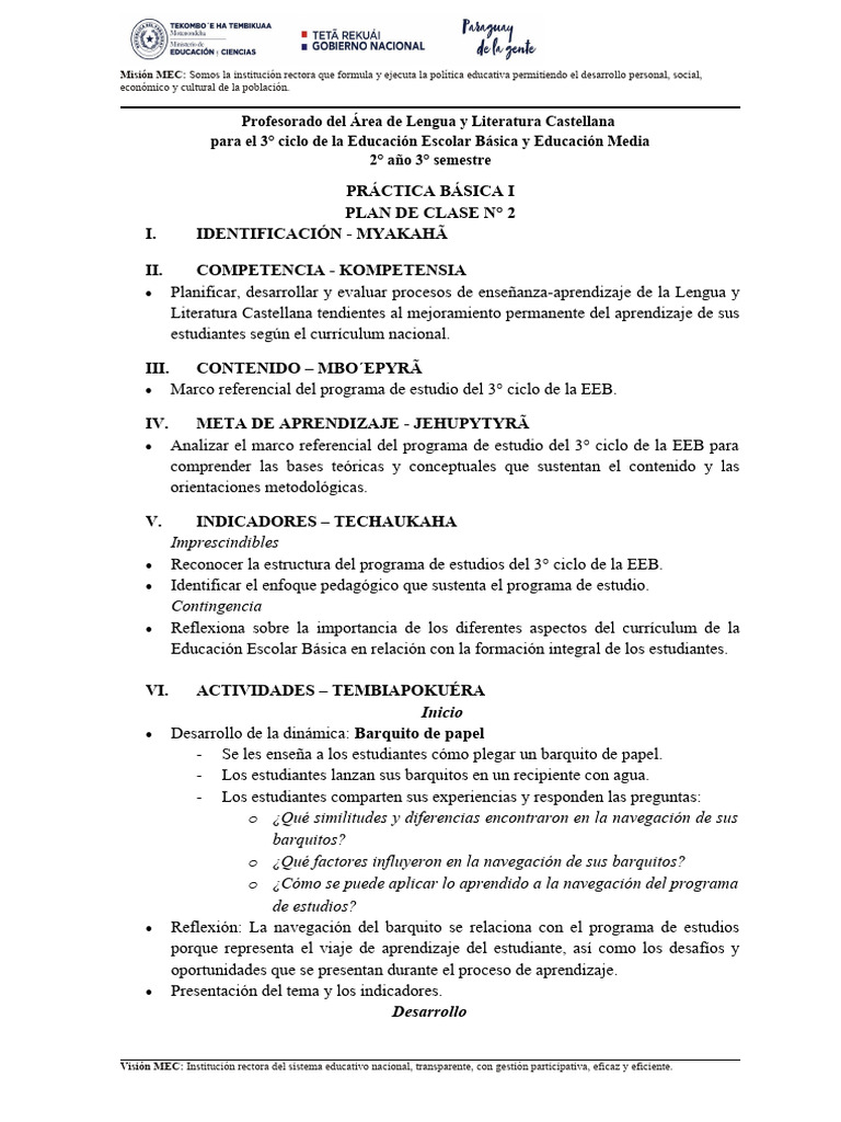 Ok - PLAN DE CLASE #2 - Análisis Del Programa de Estudios Del 3er Ciclo | PDF | Plan de estudios ...